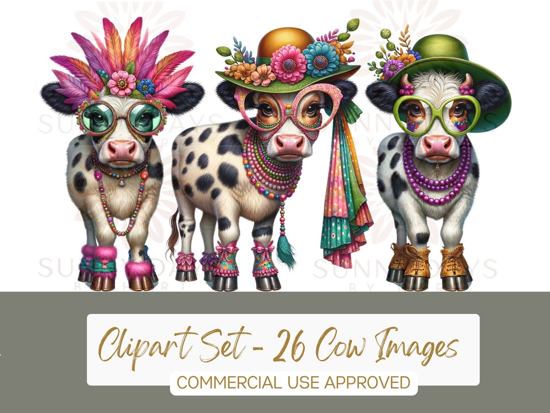 Cows Clip Art Collection: Playful Designs for Crafts, POD, and DIY ...