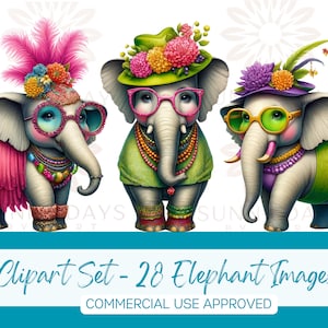 Elephant Clip Art Collection: Playful Designs for Crafts, POD, and DIY ...