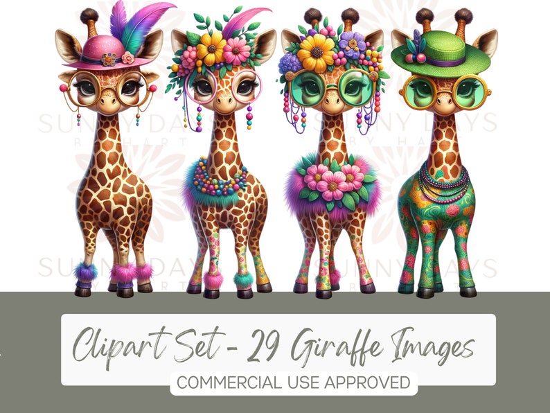 Giraffes Clip Art Collection: Playful Designs for Crafts, POD, and DIY ...