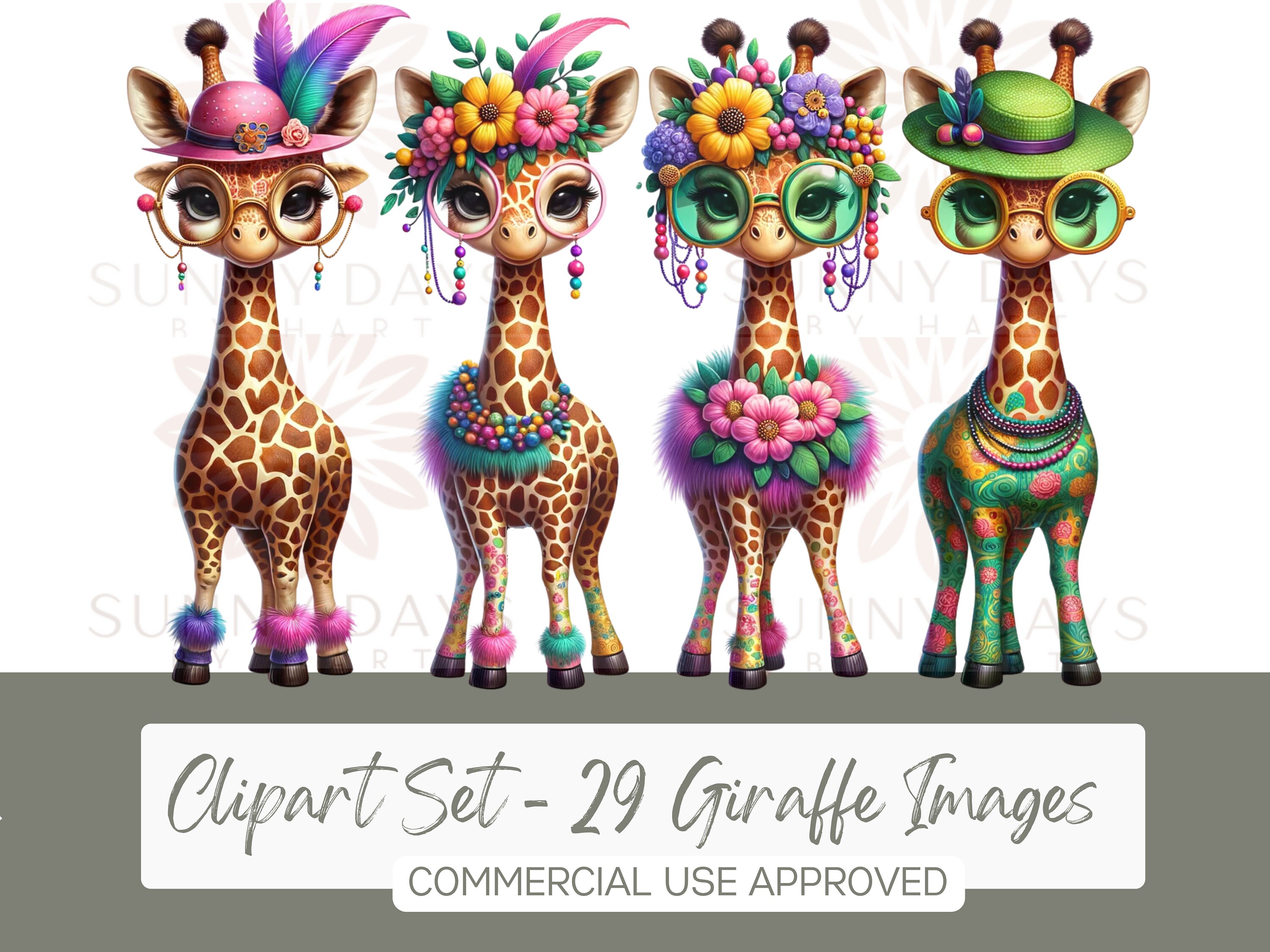 Giraffes Clip Art Collection: Playful Designs for Crafts, POD, and DIY ...