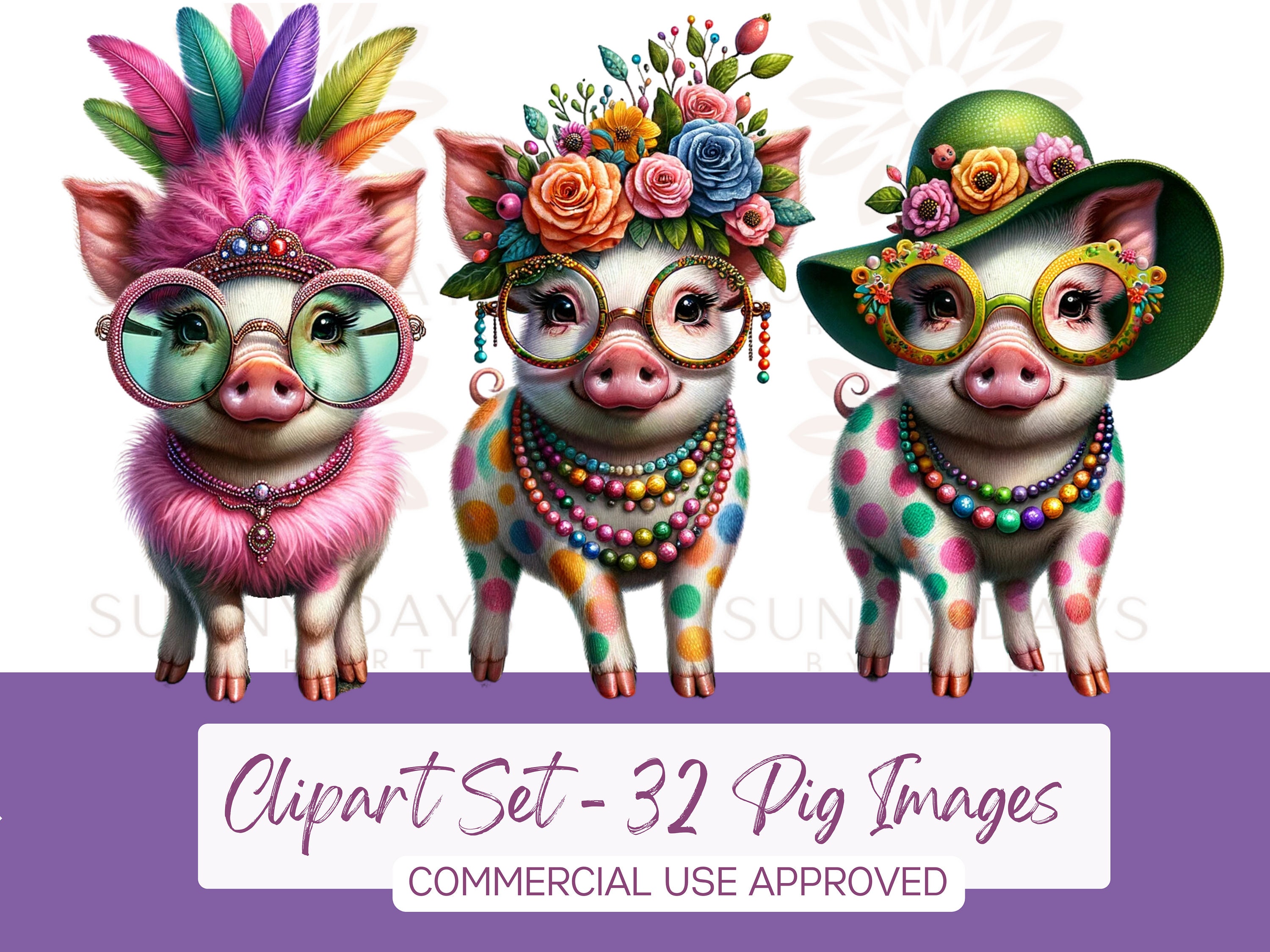 Pigs Clip Art Collection: Playful Designs for Crafts, POD, and DIY ...