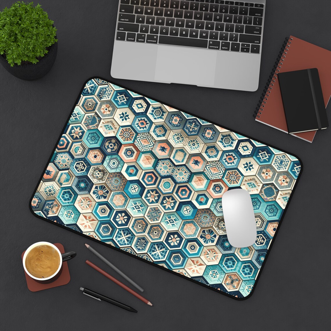 Mosaic Mandala Desinger Desk Mat | Neoprene Non-slip Mouse Pad | Home ...