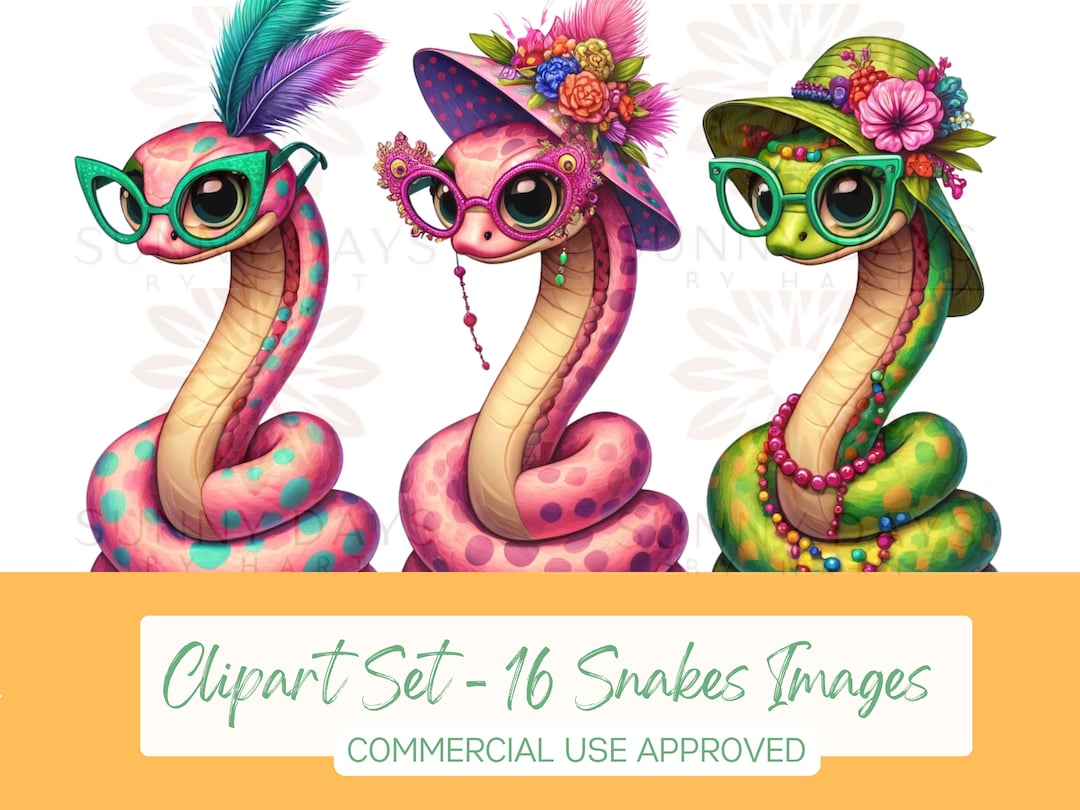 Snakes Clip Art Collection: Playful Designs for Crafts, POD, and DIY ...