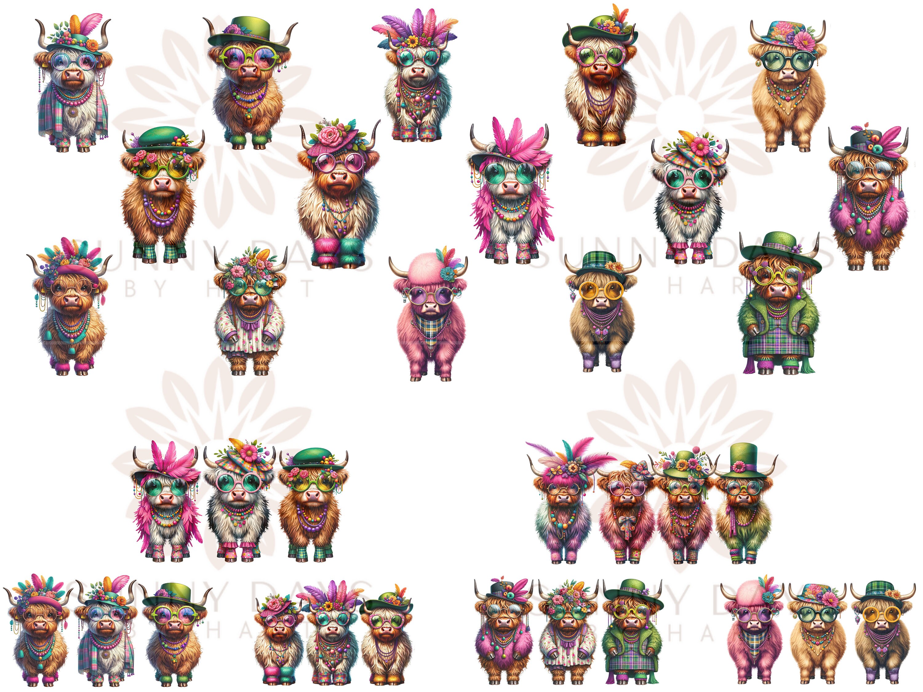 Highland Cow Clip Art Collection: Playful Designs for Crafts, POD, and ...