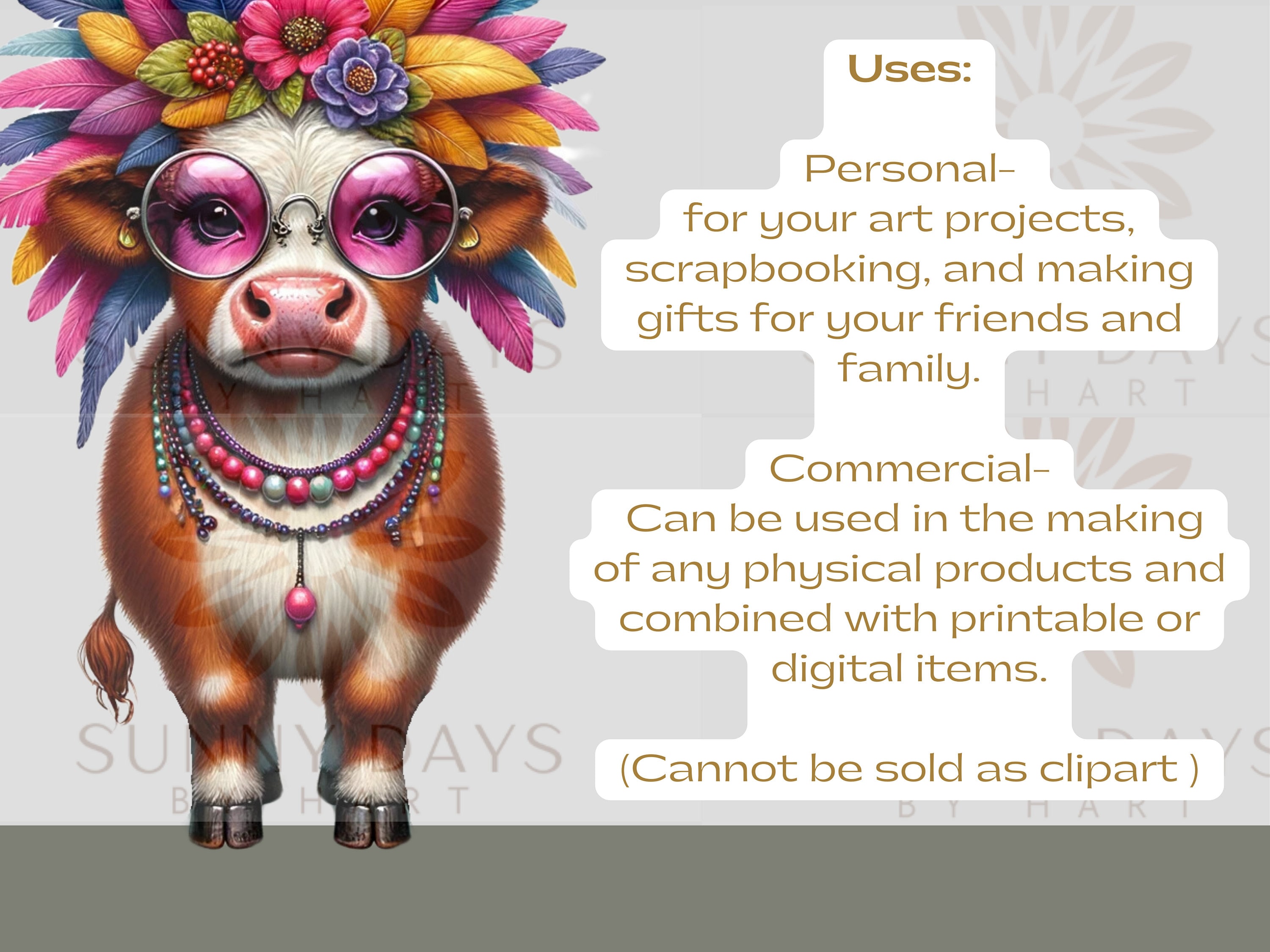 Cows Clip Art Collection: Playful Designs for Crafts, POD, and DIY ...