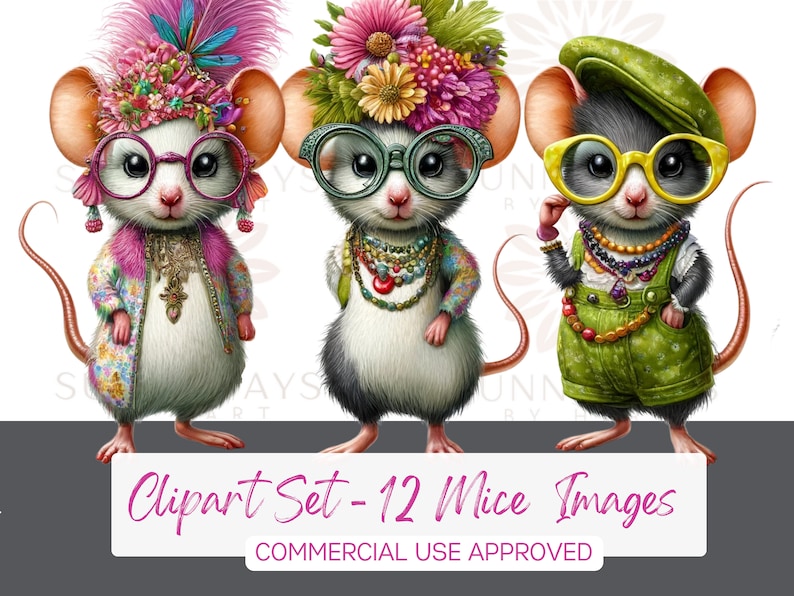 Mouse Clip Art Collection: Playful Designs for Crafts, POD, and DIY ...