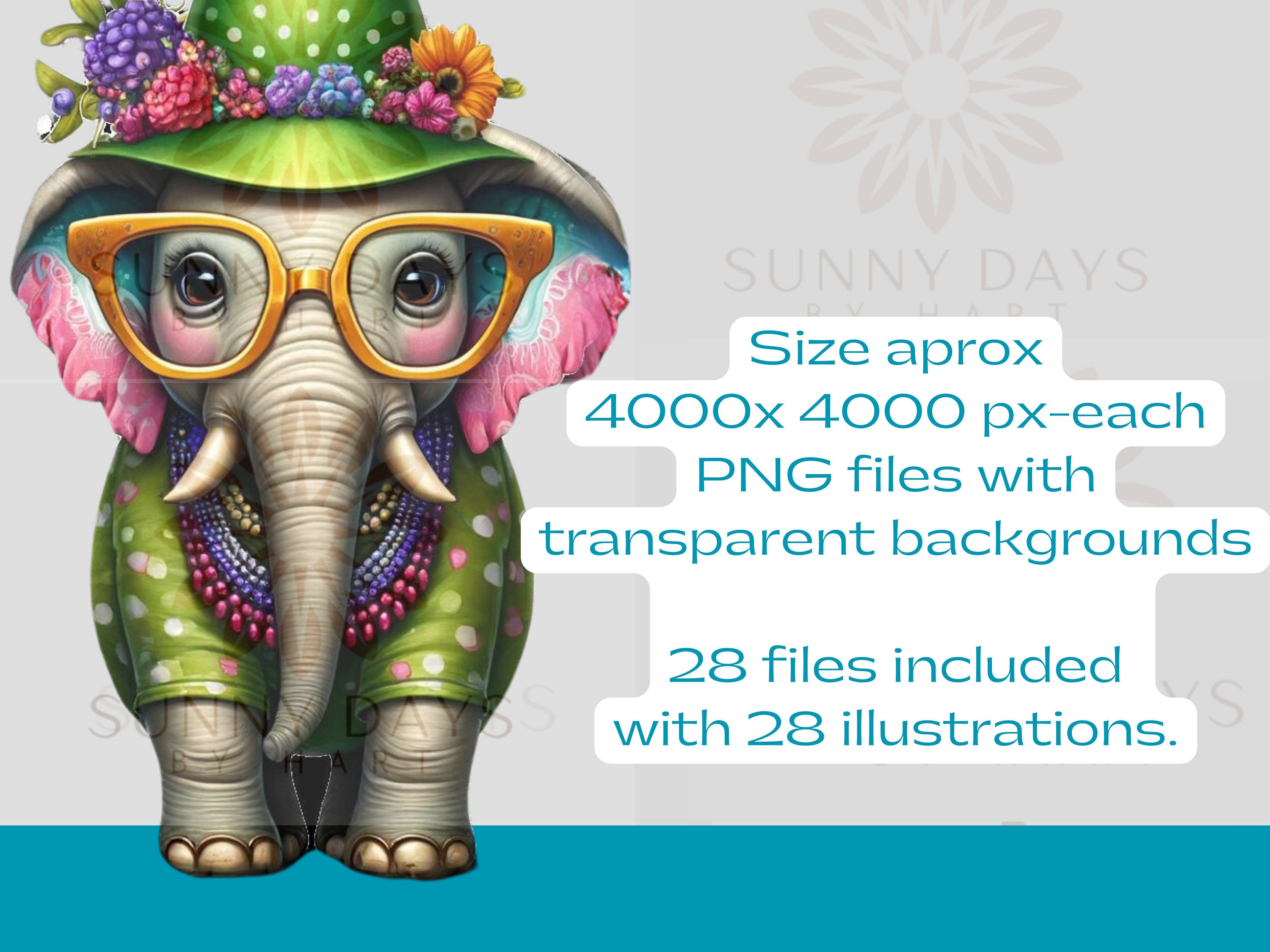 Elephant Clip Art Collection: Playful Designs for Crafts, POD, and DIY ...