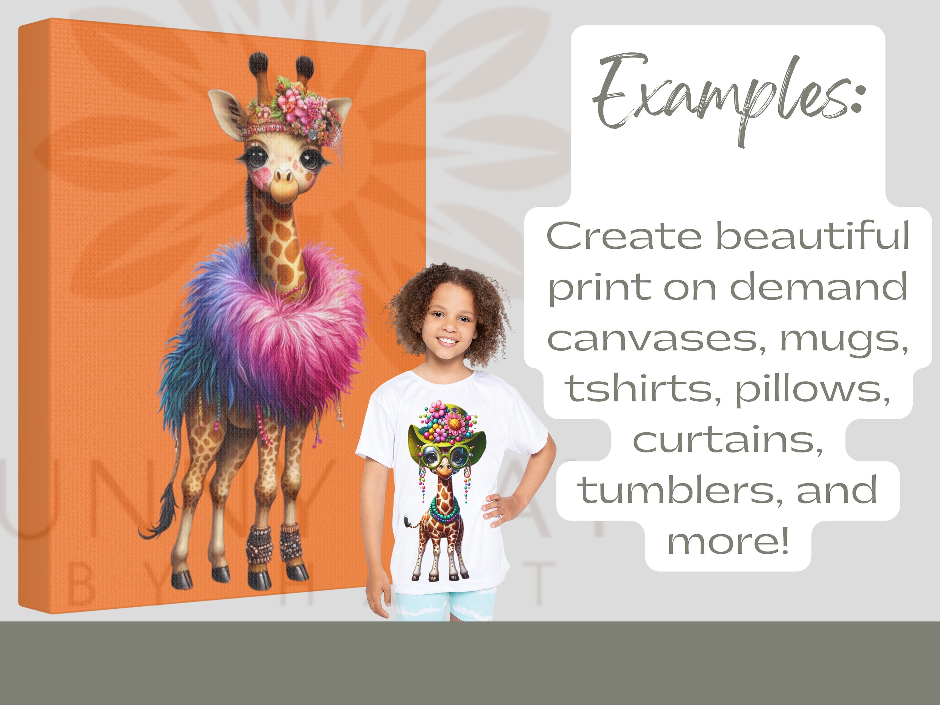 Giraffes Clip Art Collection: Playful Designs for Crafts, POD, and DIY ...
