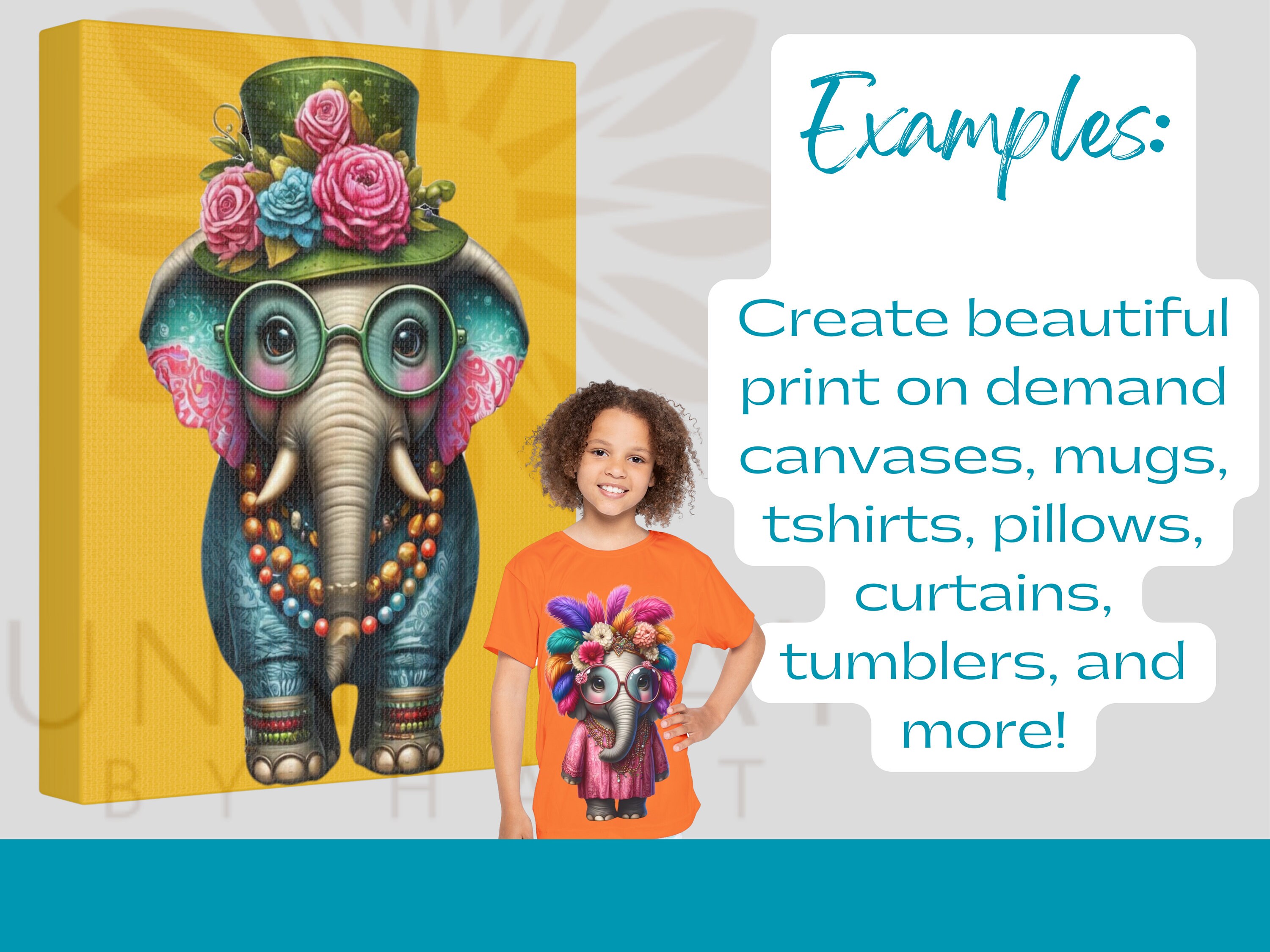Elephant Clip Art Collection: Playful Designs for Crafts, POD, and DIY ...