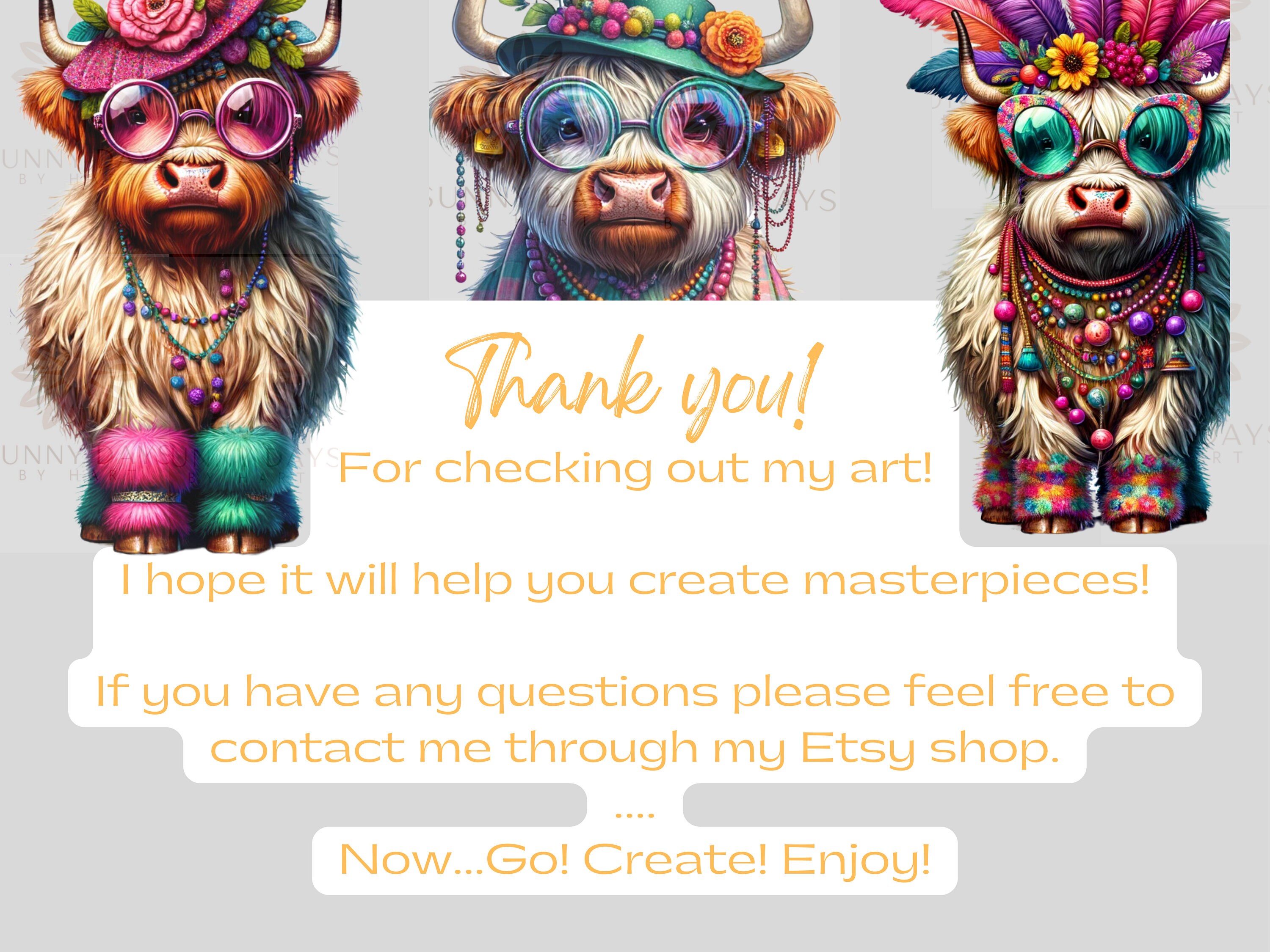 Highland Cow Clip Art Collection: Playful Designs for Crafts, POD, and ...