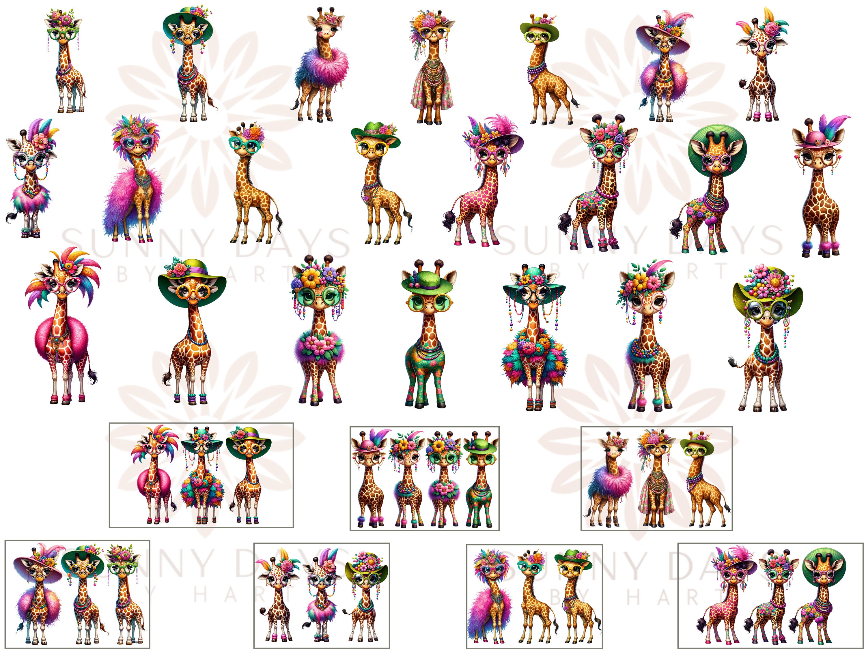 Giraffes Clip Art Collection: Playful Designs for Crafts, POD, and DIY ...