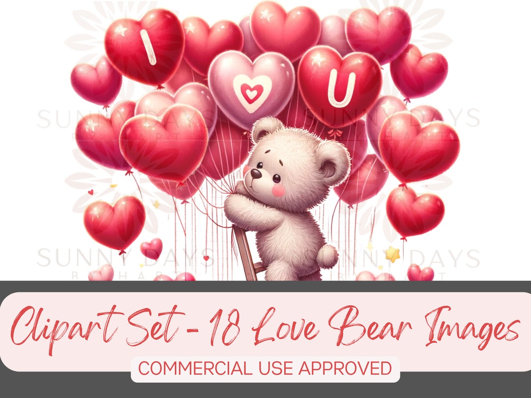 Love Bears Clip Art Love Collection: 18 PNG Files, Instant Download ...