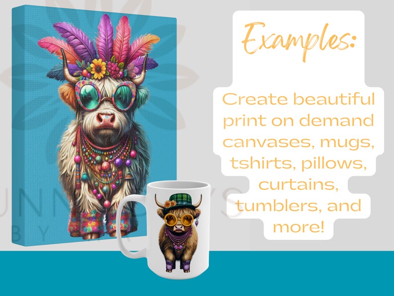 Highland Cow Clip Art Collection: Playful Designs for Crafts, POD, and ...