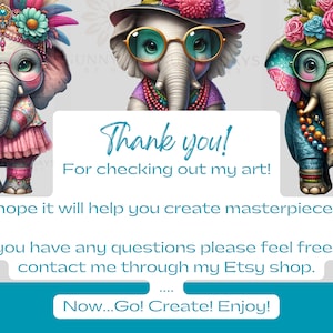 Elephant Clip Art Collection: Playful Designs for Crafts, POD, and DIY ...