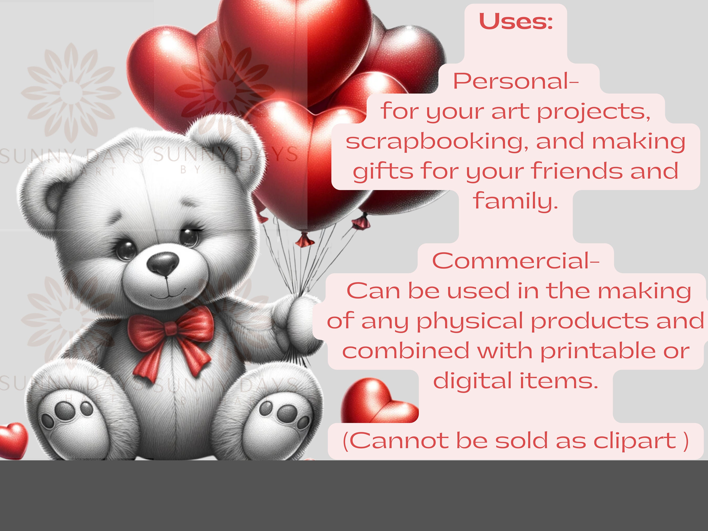 Love Bears Clip Art Love Collection: 18 PNG Files, Instant Download ...