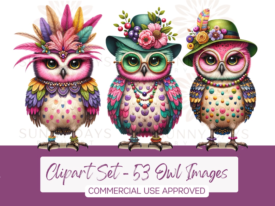 Owl Clip Art Collection: Playful Designs for Crafts, POD, and DIY ...