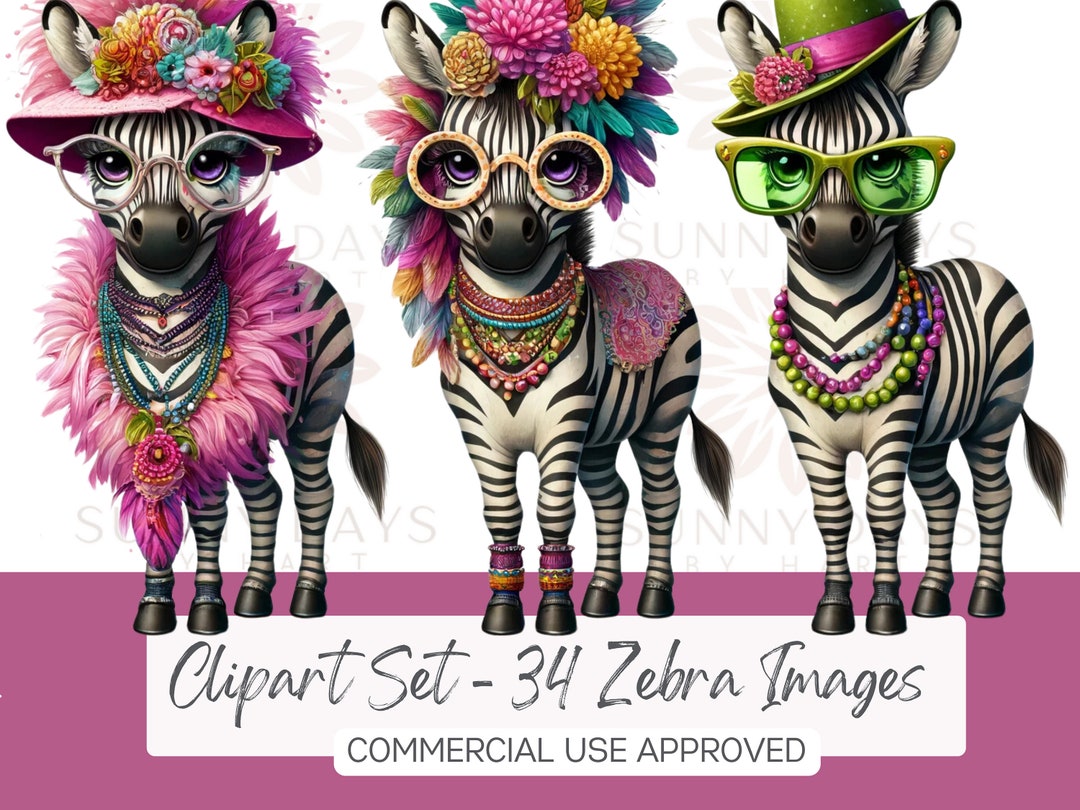 Zebra Clip Art Collection: Playful Designs for Crafts, POD, and DIY ...