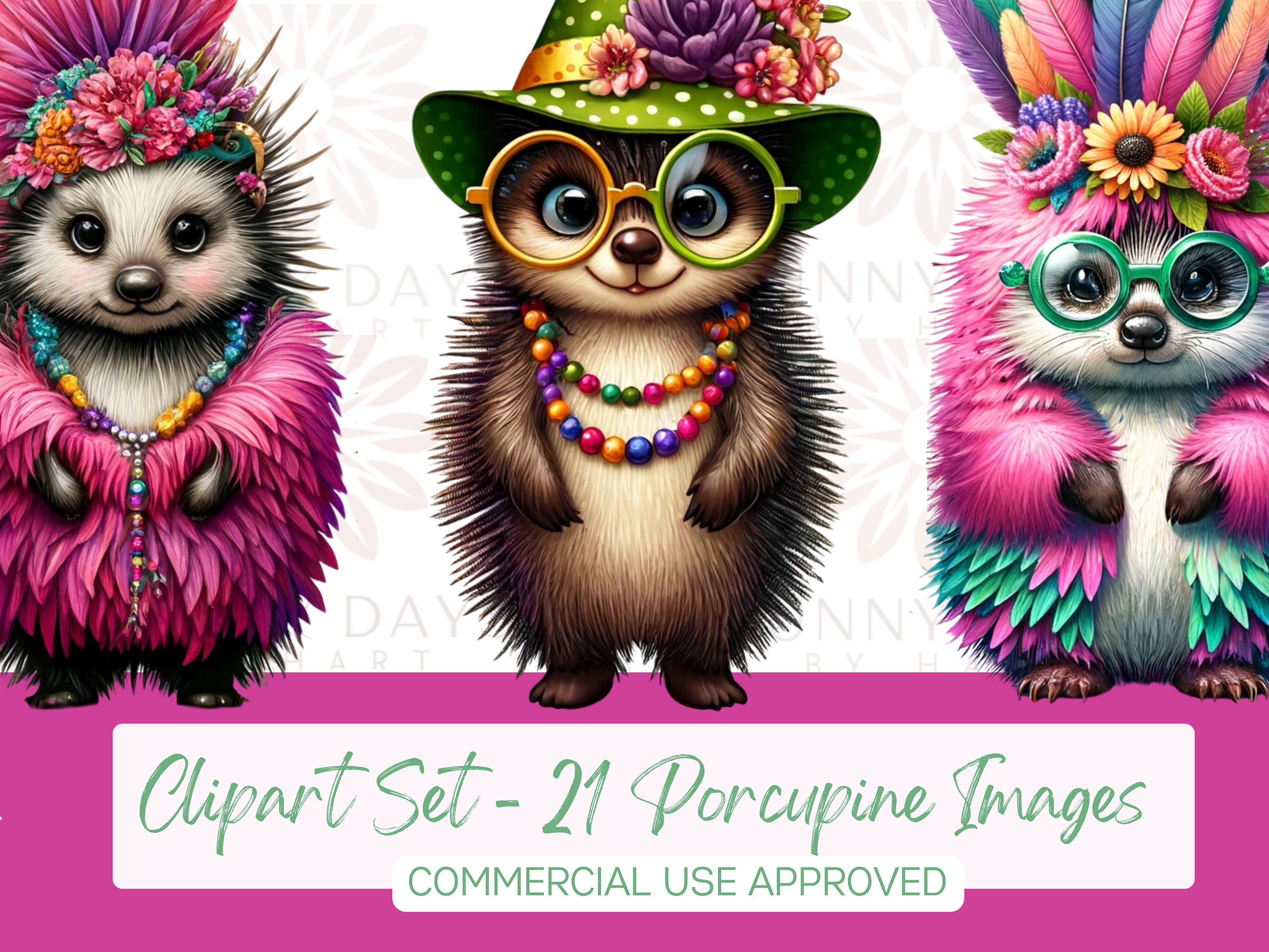 Porcupine Clip Art Collection: Playful Designs for Crafts, POD, and DIY ...