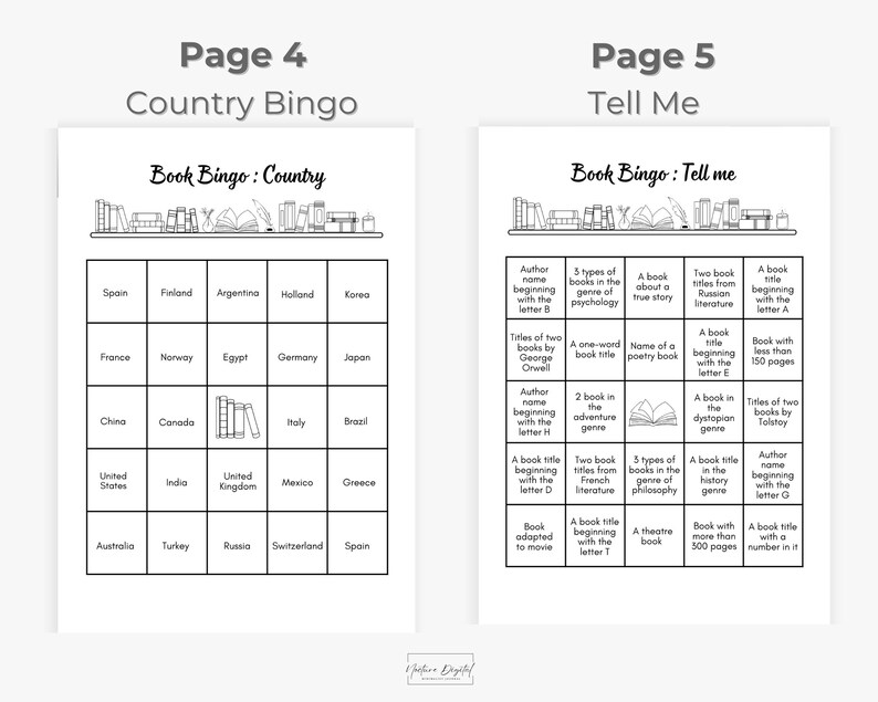 Printable Book Bingo Bundle, Printable Journal Page, Reading Bingo ...