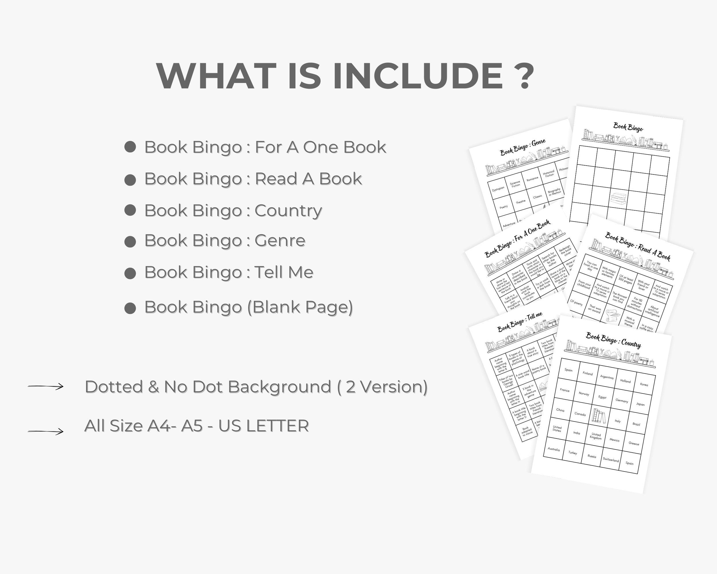 Printable Book Bingo Bundle, Printable Journal Page, Reading Bingo ...