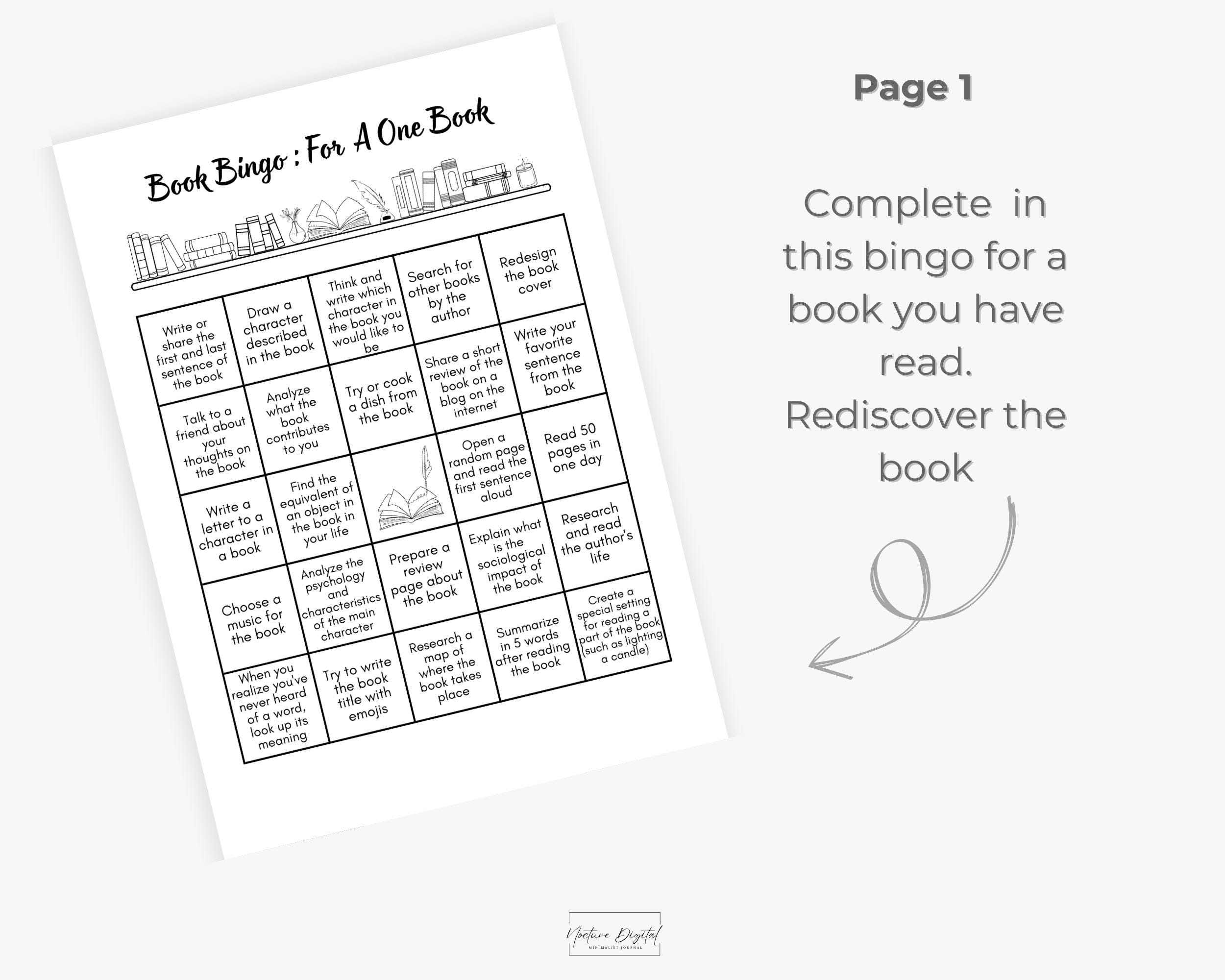 Printable Book Bingo Bundle, Printable Journal Page, Reading Bingo ...