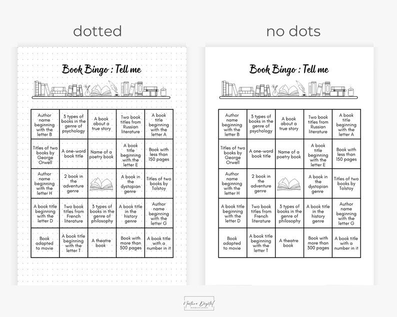Printable Book Bingo Bundle, Printable Journal Page, Reading Bingo ...
