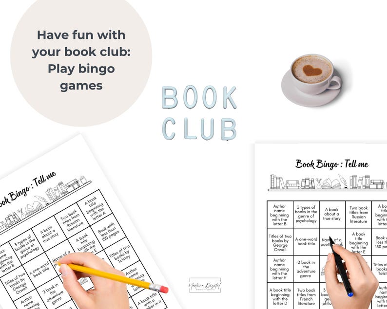 Printable Book Bingo Bundle, Printable Journal Page, Reading Bingo ...