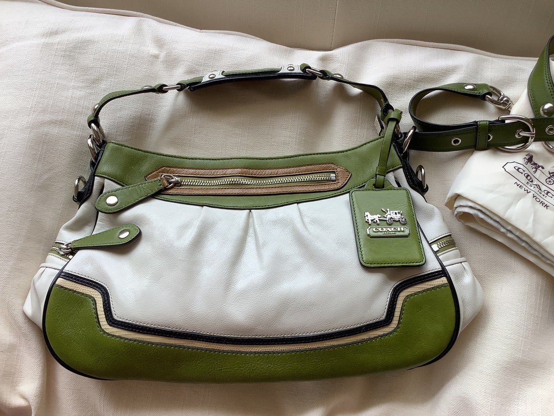 Vintage COACH Madison Purse Rare Two Tone Green & off White Includes ...