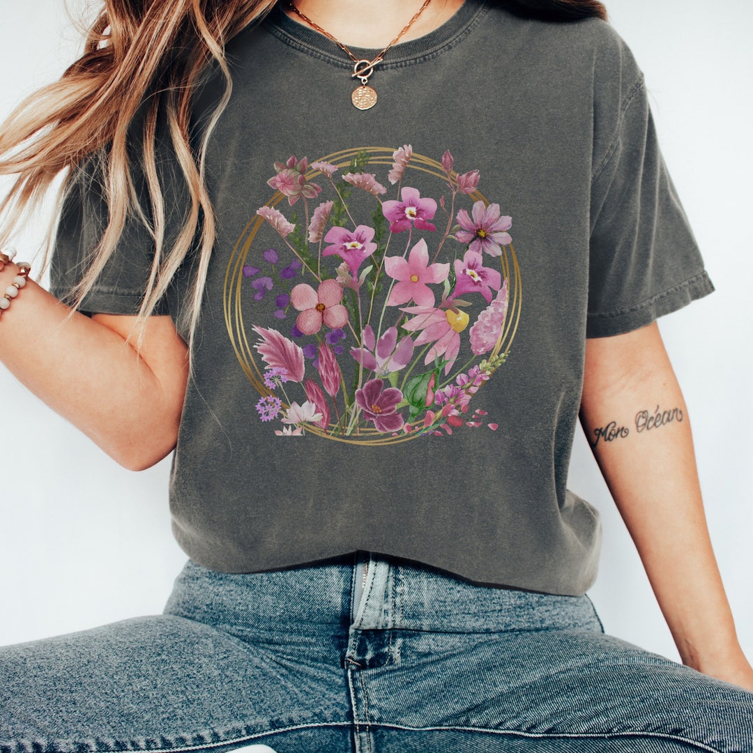 Wild Flowers Tshirt,flower Shirt,vintage Botanical Shirt,ladys Shirt ...