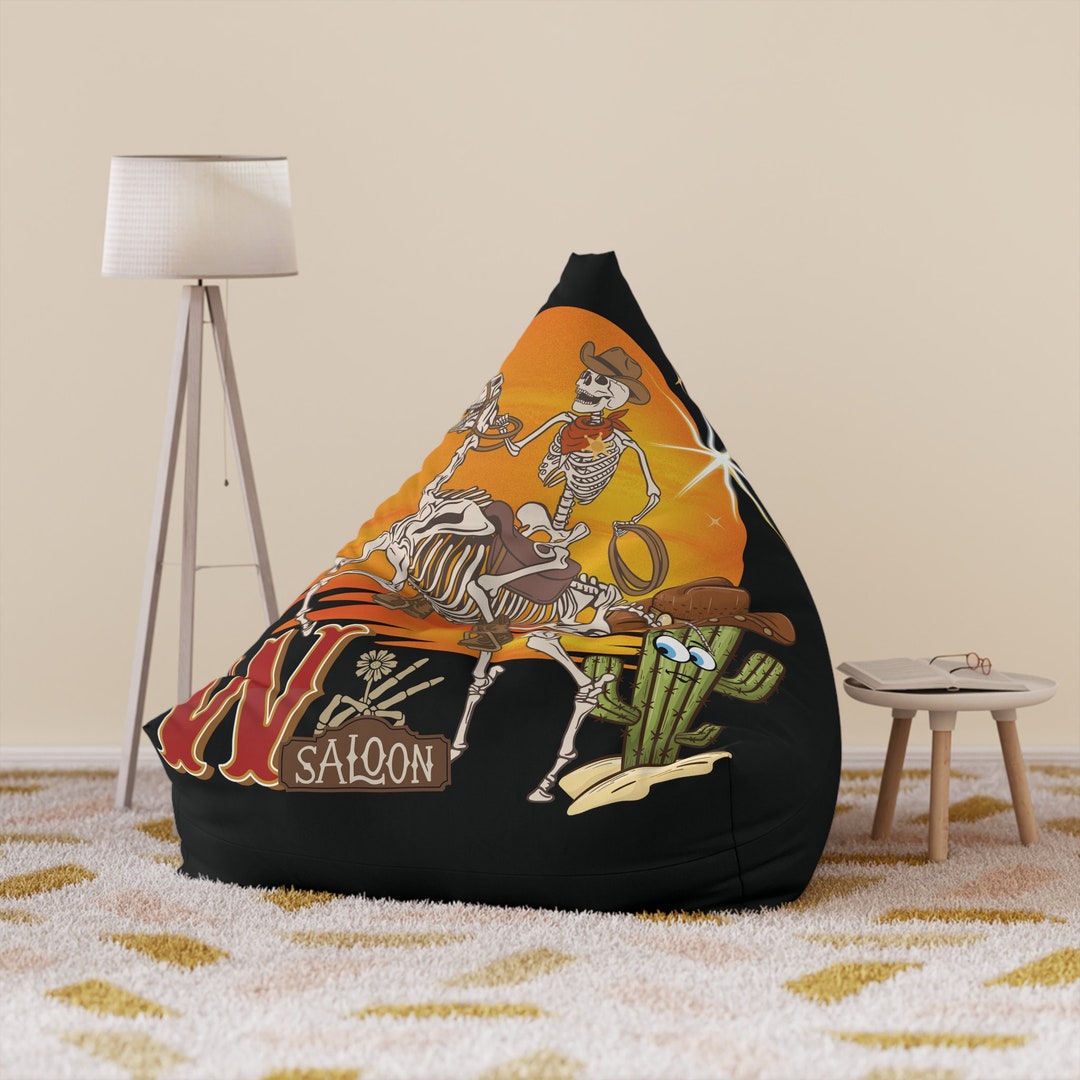 Funny Western Bean Bag Cover,skeleton Cowboy Bean Bag,saloon Chair ...