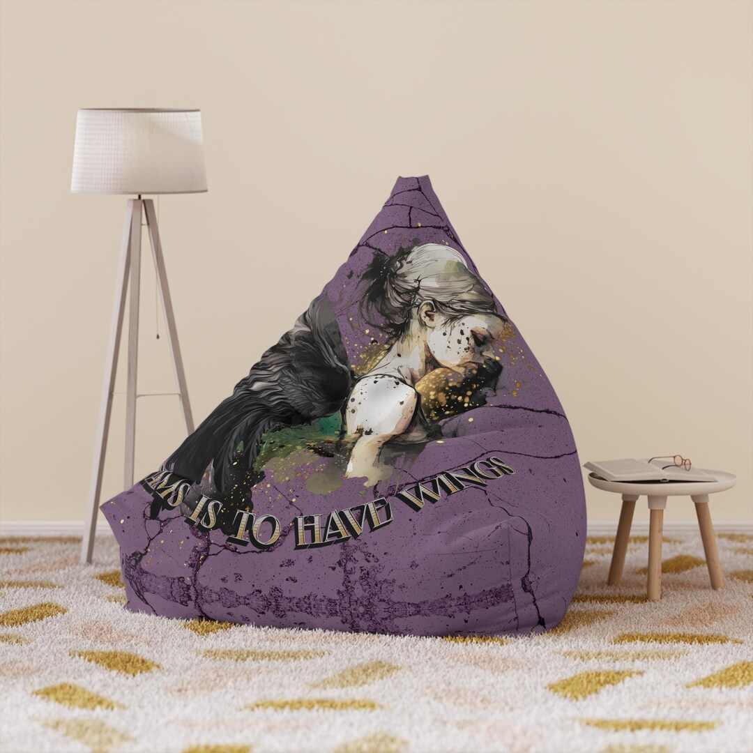 Dark Angel Bean Bag Cover Gothic Decor With Winged Elegance,bean Bag ...
