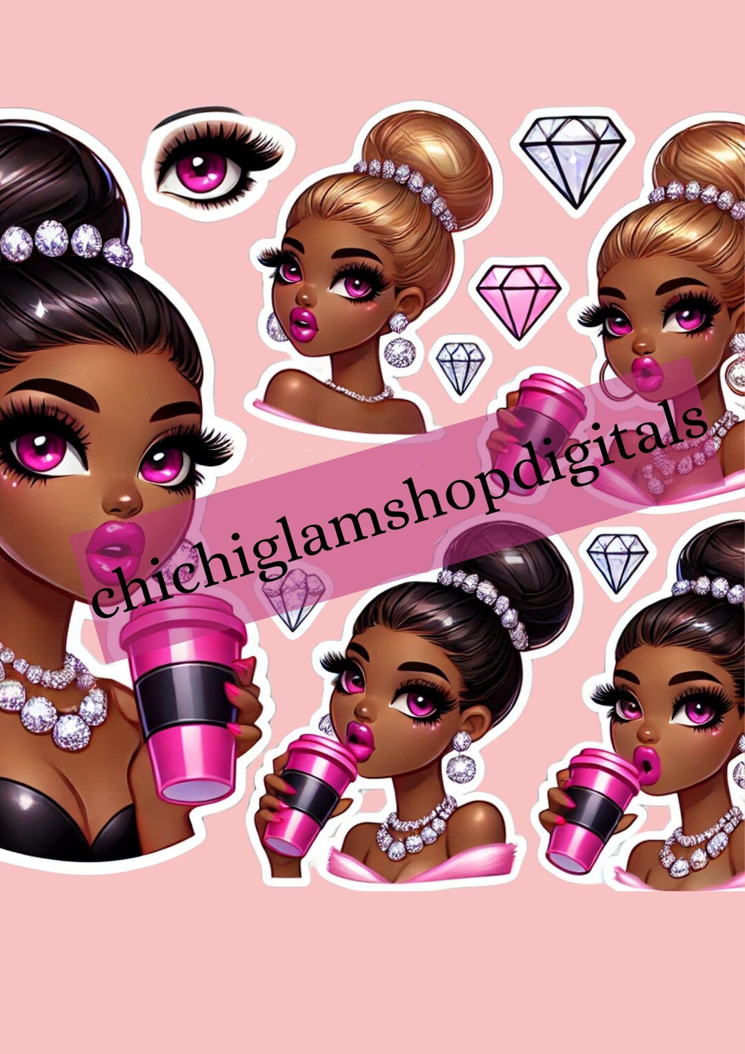 Elegant Black Girl Glam Sticker Pack for Laptops, Journals, and More - Etsy