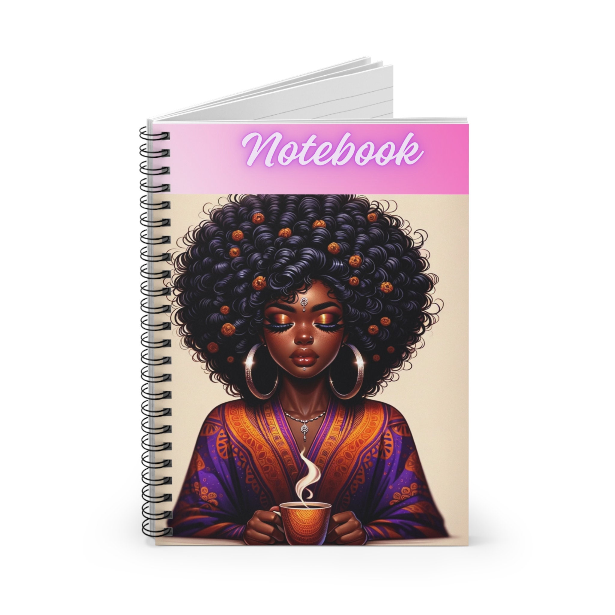 Luxury African American Spiral Line Notebook, Line Journal, Black ...