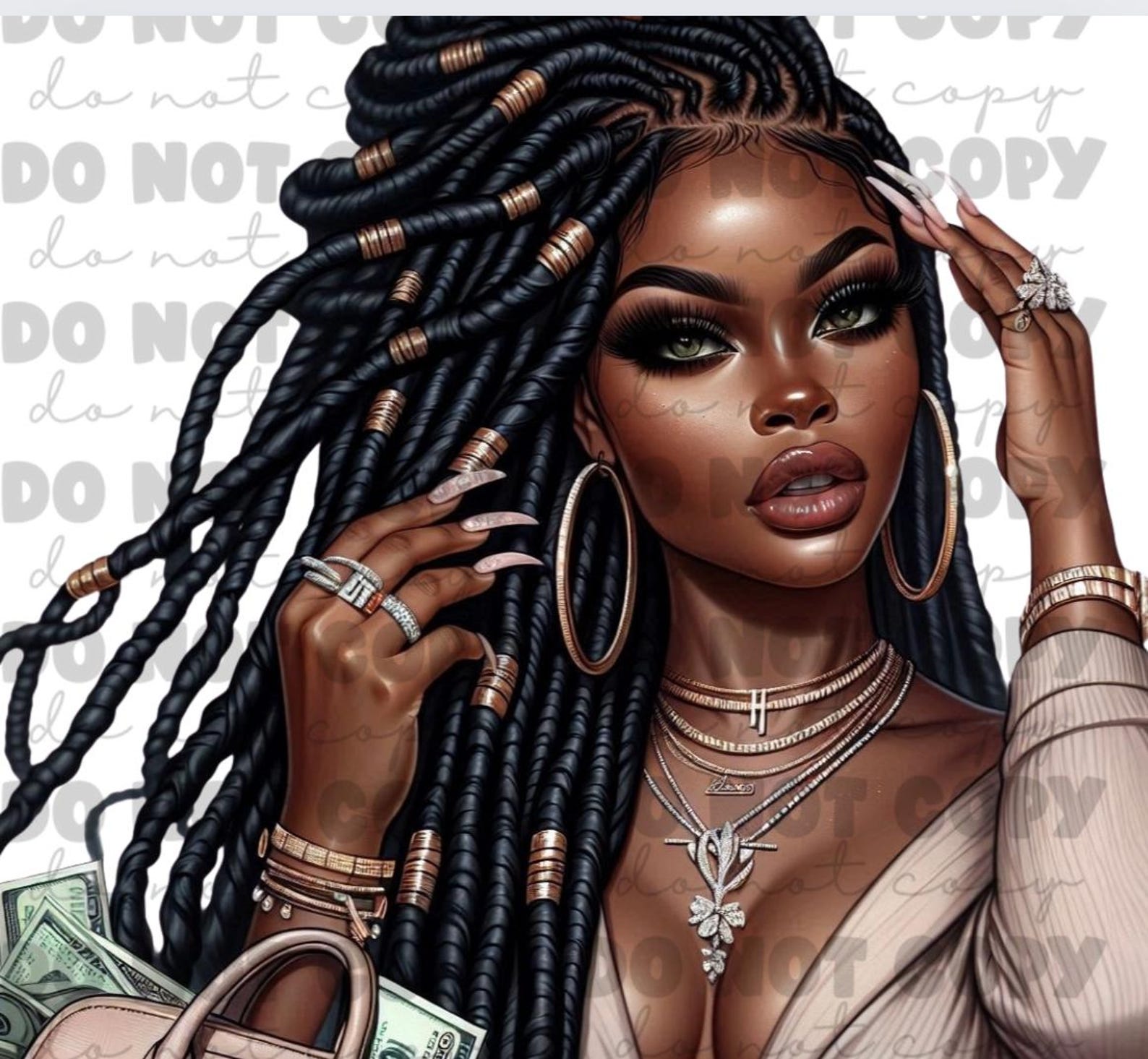 Black Beautiful Loc'd Baddie Art | Black Woman Portrait | Wall Art ...