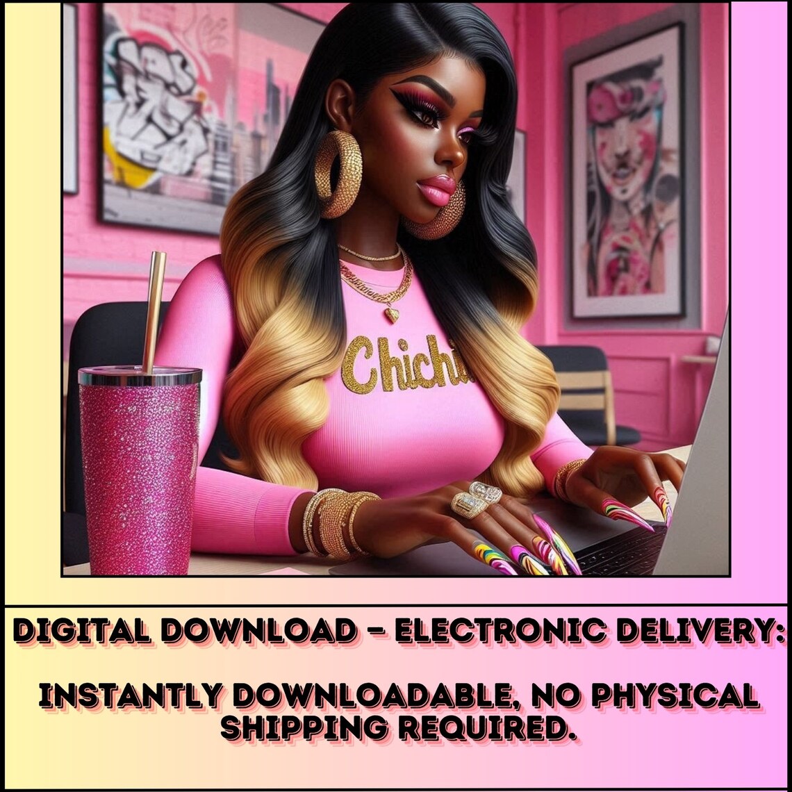 Black Beautiful Loc'd Baddie Art 2| Black Woman Portrait | Wall Art ...