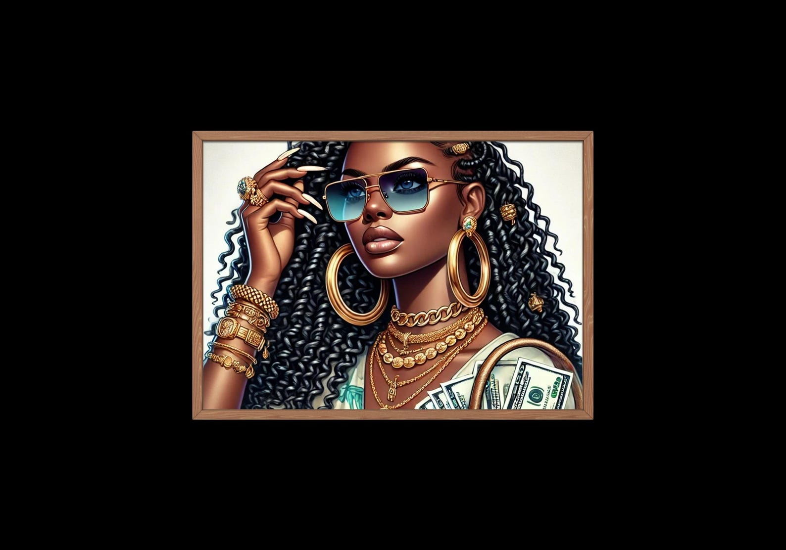 Black Beautiful Loc'd Baddie Art 2| Black Woman Portrait | Wall Art ...