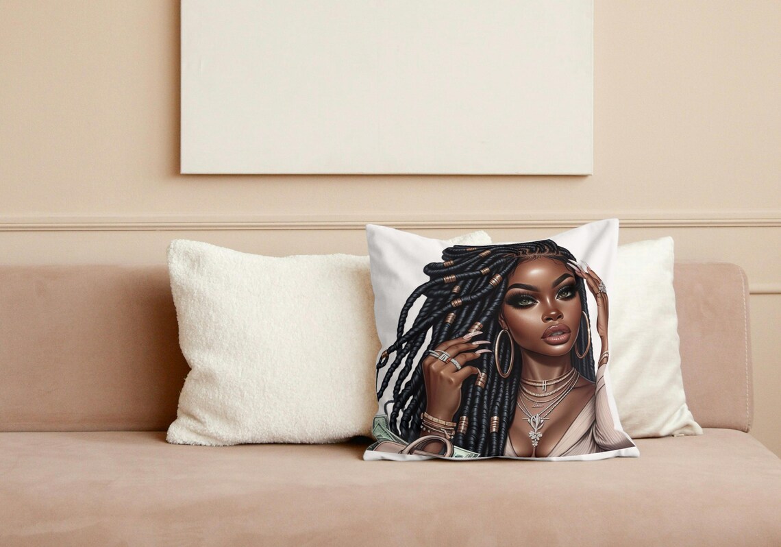 Black Beautiful Loc'd Baddie Art | Black Woman Portrait | Wall Art ...