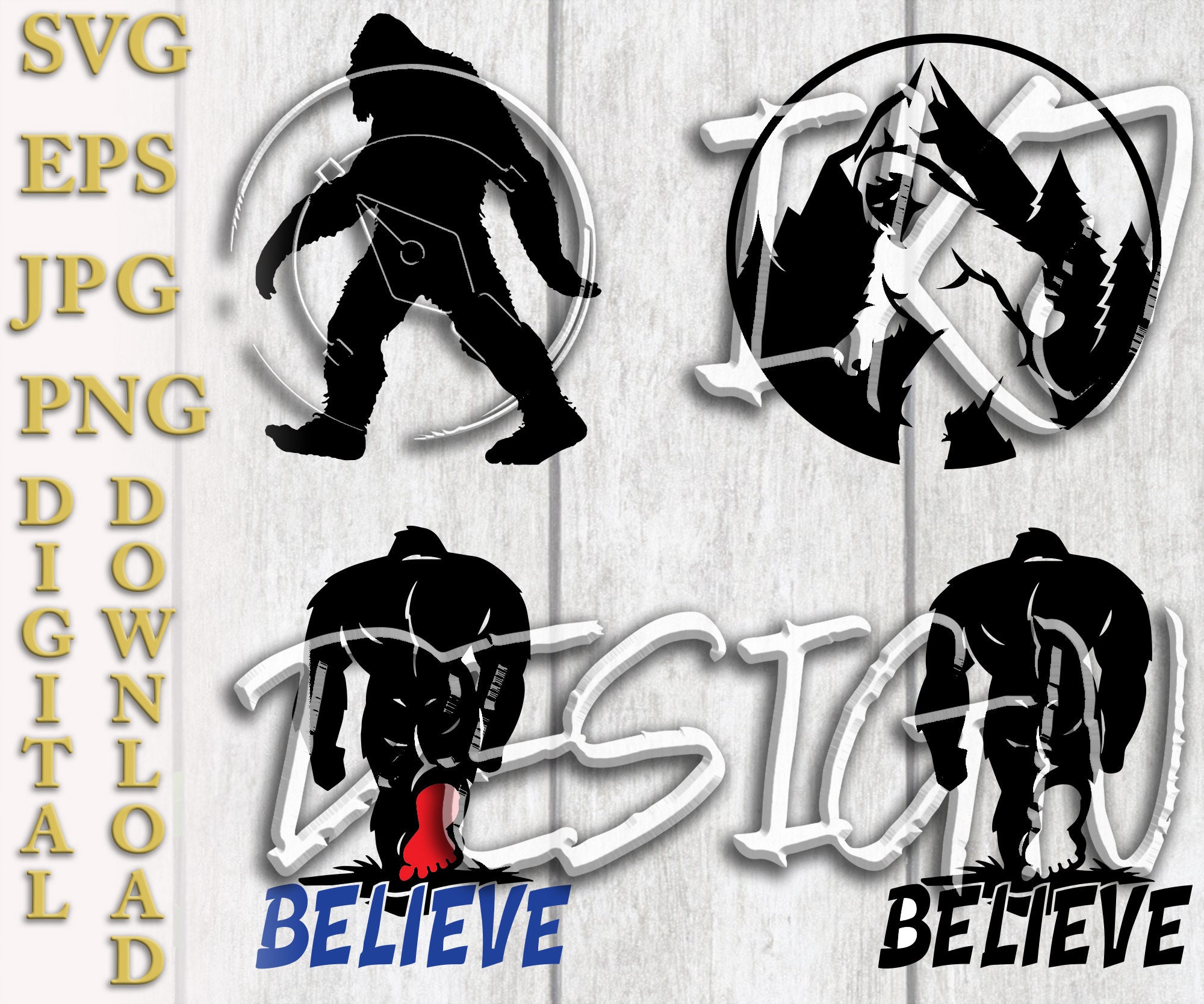 Bigfoot Bundle SVG | EPS | PNG | Vector Art | Raster Files - Etsy