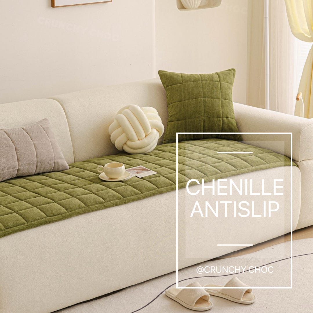 Washable Chenille Sofa Cushion Cover: Anti-slip Protector Couch Pad - Etsy