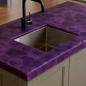 Handmade Amethyst Agate Crystal Kitchen Island – LED Backlit Healing ...