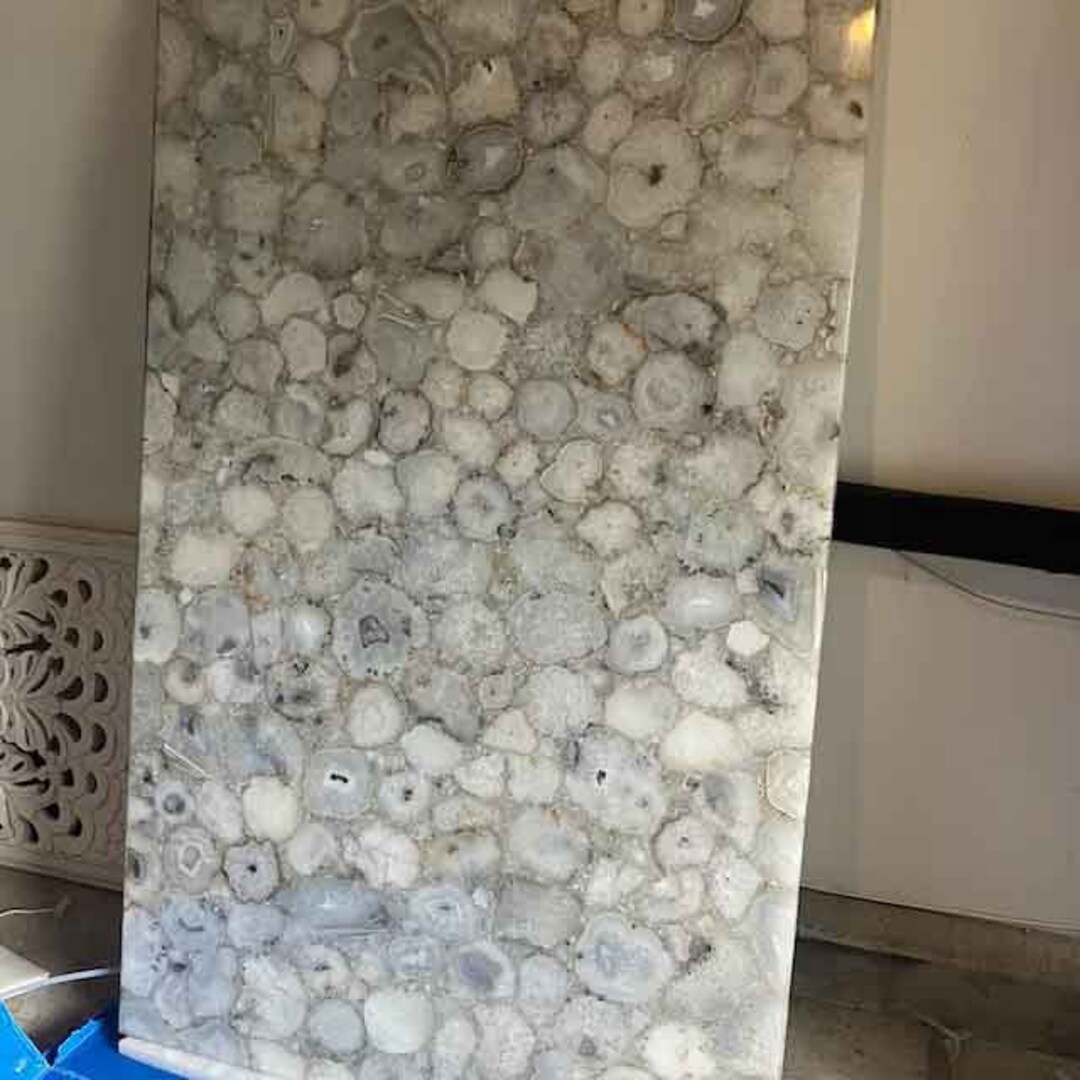 White Agate Table Top / Agate Kitchen Counter Top / White Agate Stones ...