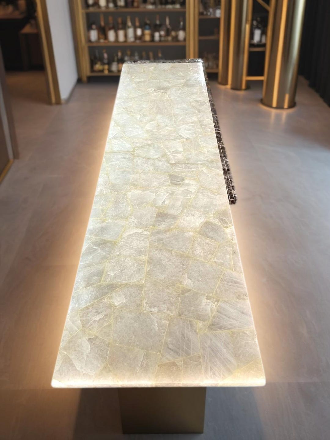 Handmade White Quartz Console Table Top: Illuminated Bar Countertop - Etsy