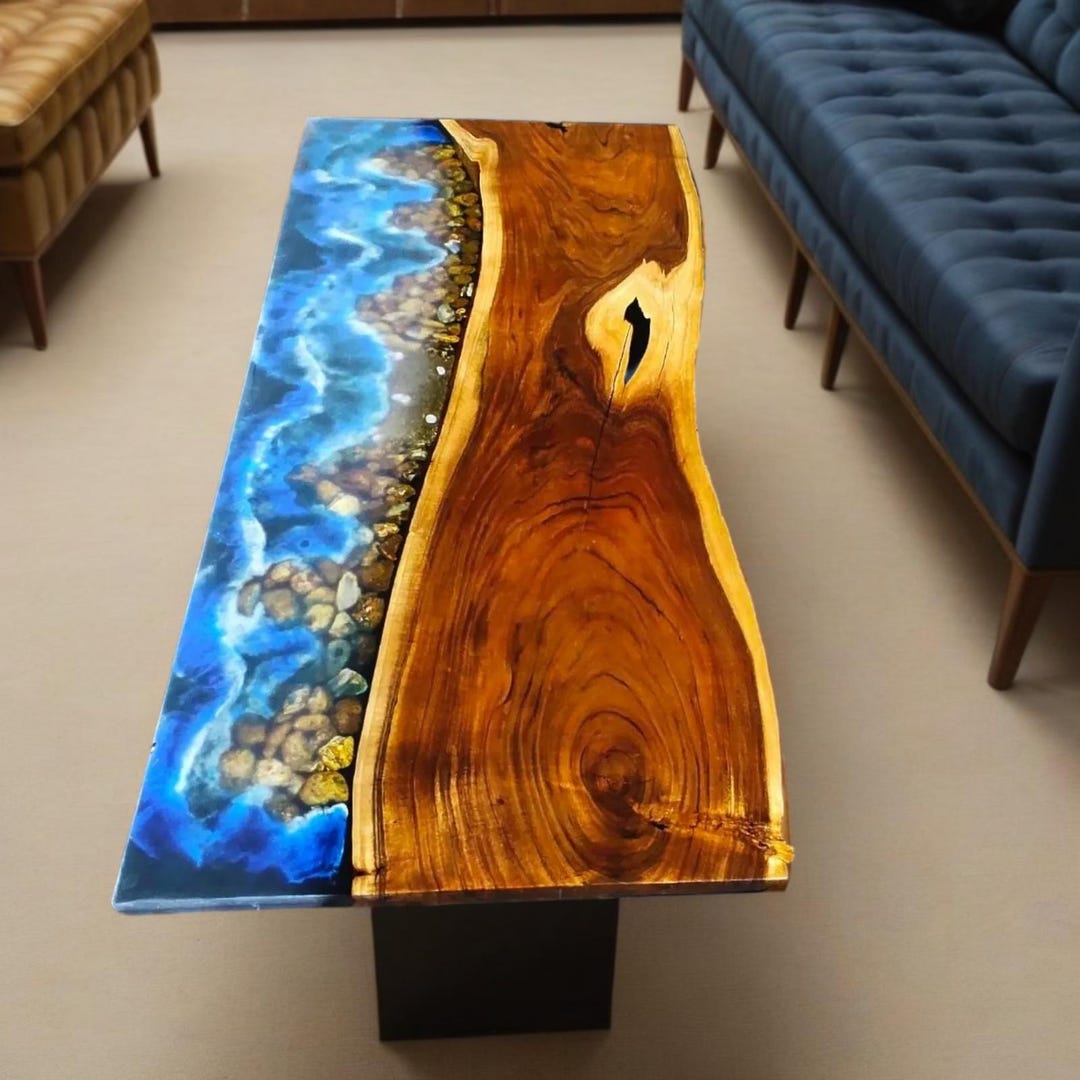 Ocean Wave Epoxy Resin Center Table, Epoxy Coffee Table, Ocean Waves ...