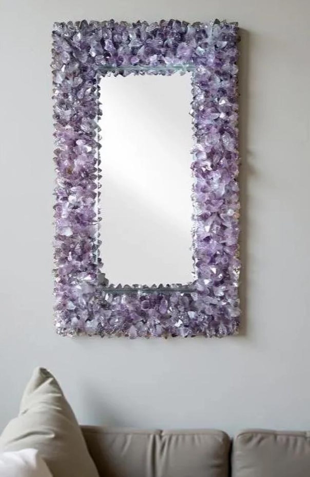 Amethyst Geode Wall Mirror: Handmade Agate Frame, Boho Home Decor - Etsy