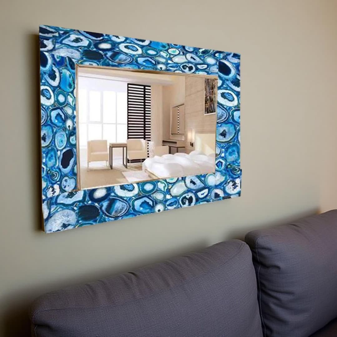Blue Agate Gemstone Wall Panel: Luxury Crystal Geode Art - Etsy