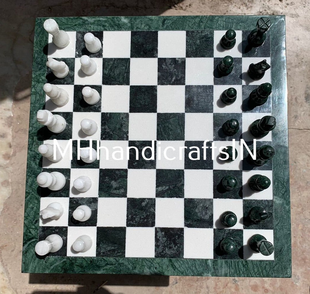 Green Marble Chess Set With Pieces, Chess Board, Chess Gift, Best ...