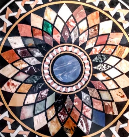 Black Marble Coffee Bar Table Top Mosaic Inlay Art Living Drying Room ...