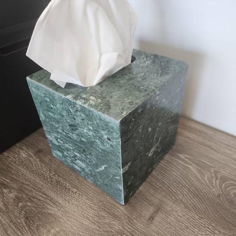 Natural Green Marble Effect Tissue Box, Napkin Dispenser, Luxury Marble Tissue Holder, Marble ...
