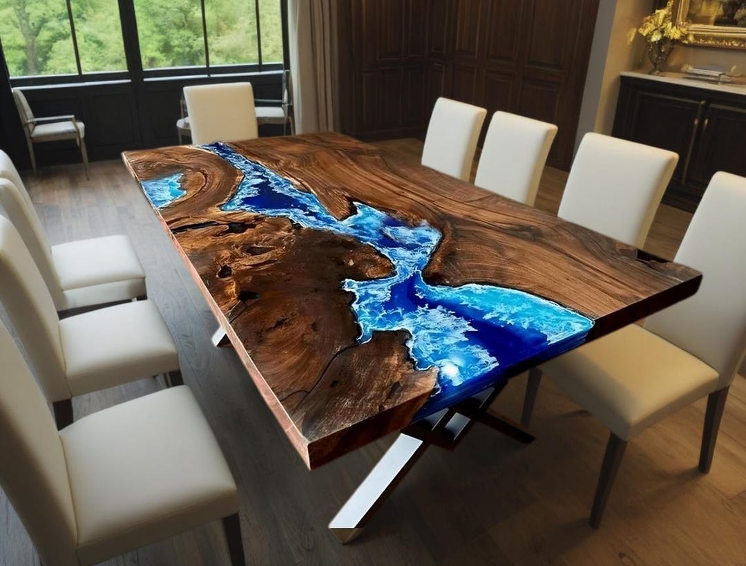 Custom Epoxy Resin Table, Ocean Design, Living Room Table , Live Edge ...