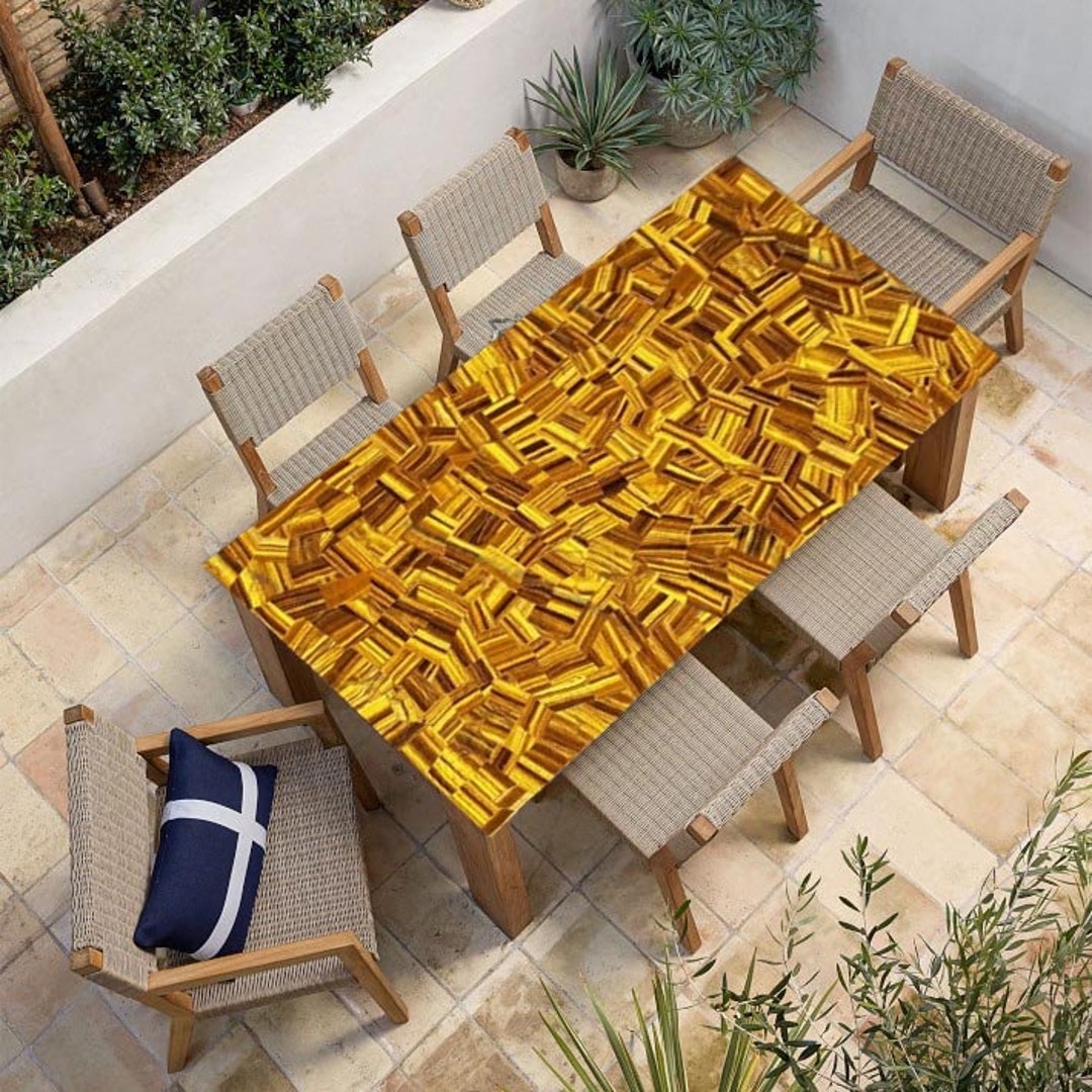 Yellow Tiger Eye Table Top: Custom Handmade Stone Dining Table - Etsy
